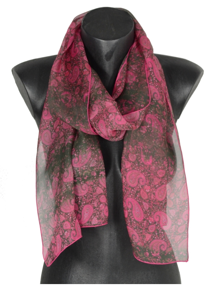 Foulard en soie Paisley rose