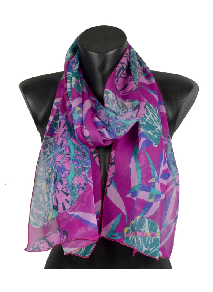 Foulard en soie Belle fleur rose