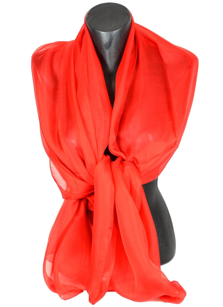 Etole en mousseline de soie rouge